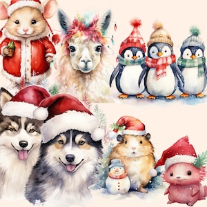 Christmas Animals Clipart Xmas Animals PNG Cute Animals Winter ...