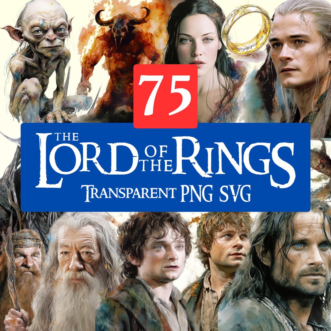 LOTR Clipart Lord of the Rings Clipart SVG PNG Clipart Bundle Gandalf ...
