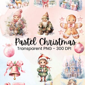 Pastel Christmas Clipart Holiday Watercolor Christmas Invitation ...