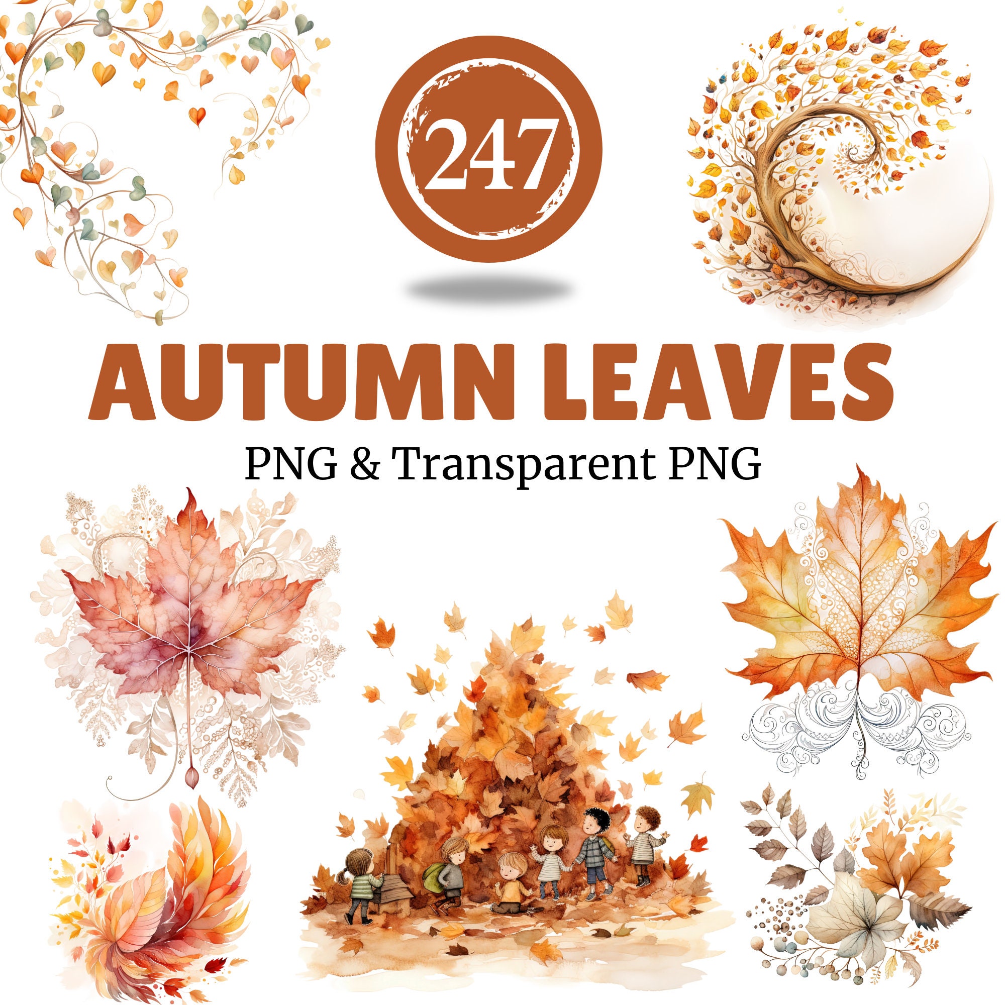 Autumn Fall Leaves Clipart Watercolor Autumn Fall Clipart Cute Fall ...