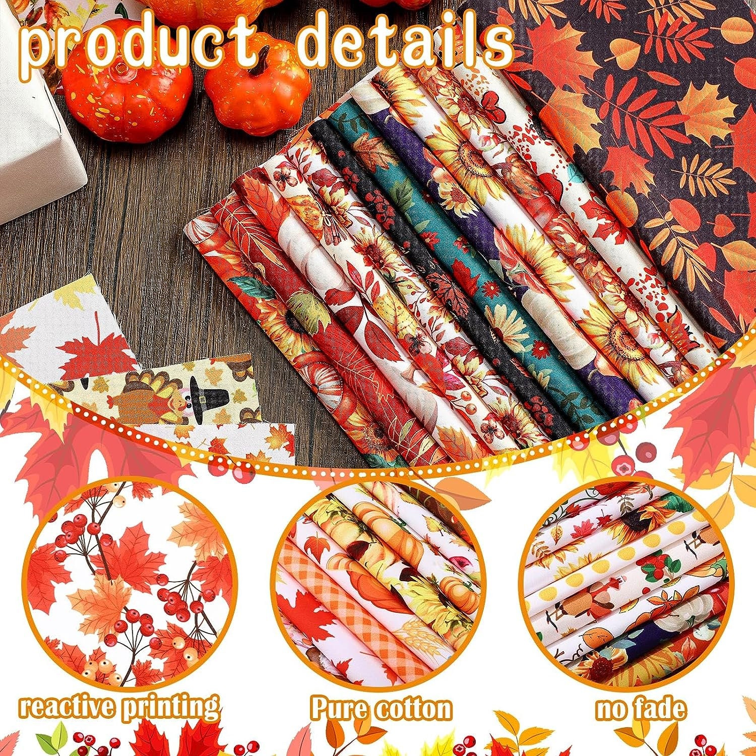 Fall Fabric Squares Quilt Squares Fabric Blocks Fabric Panel Pumpkin ...
