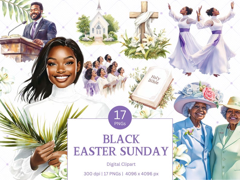 African American Easter Clipart | Black Church Printable Easter PNG ...