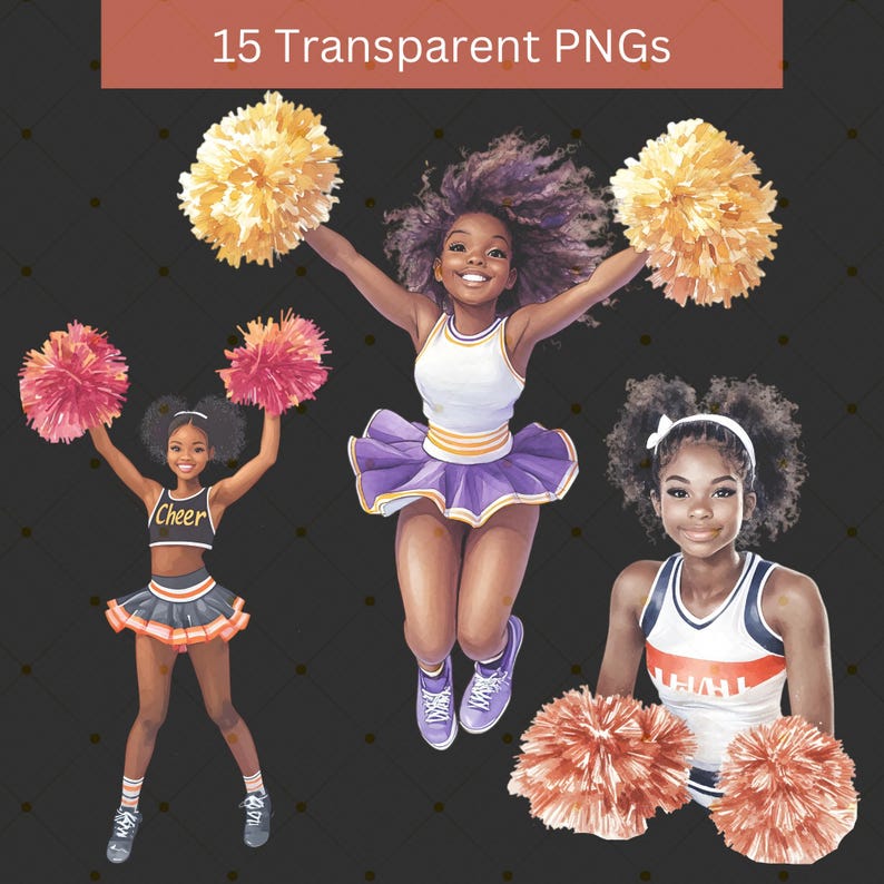 Black Girl Cheerleader Clipart African American Cheer PNG Back to ...