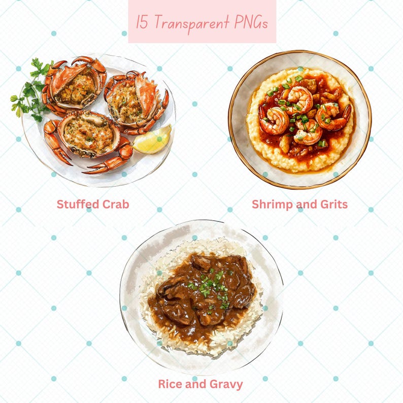 Creole Food Watercolor Clipart Louisiana Southern Soul Food PNG ...