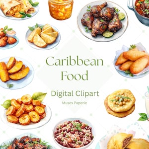 Caribbean Food Art Clipart Pack West Indies Watercolor Food ...