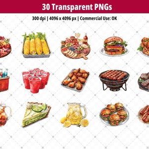 Summer Picnic Watercolor Food Clipart Commercial Use, Watermelon ...