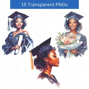 Graduation Clipart Black Girl PNG Black Woman High School College ...