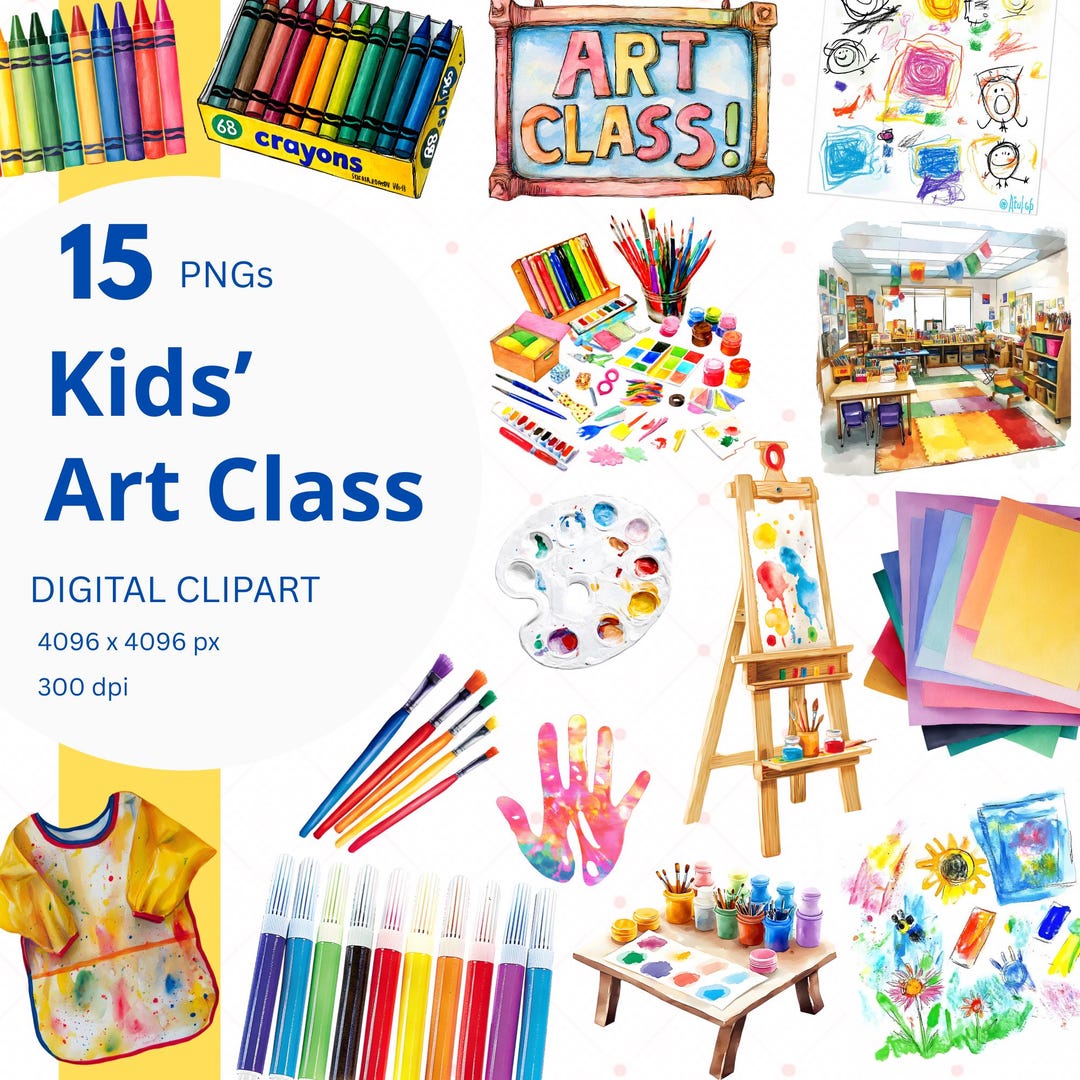Kindergarten Clipart Artist Classroom PNG Back to School Graphics ...