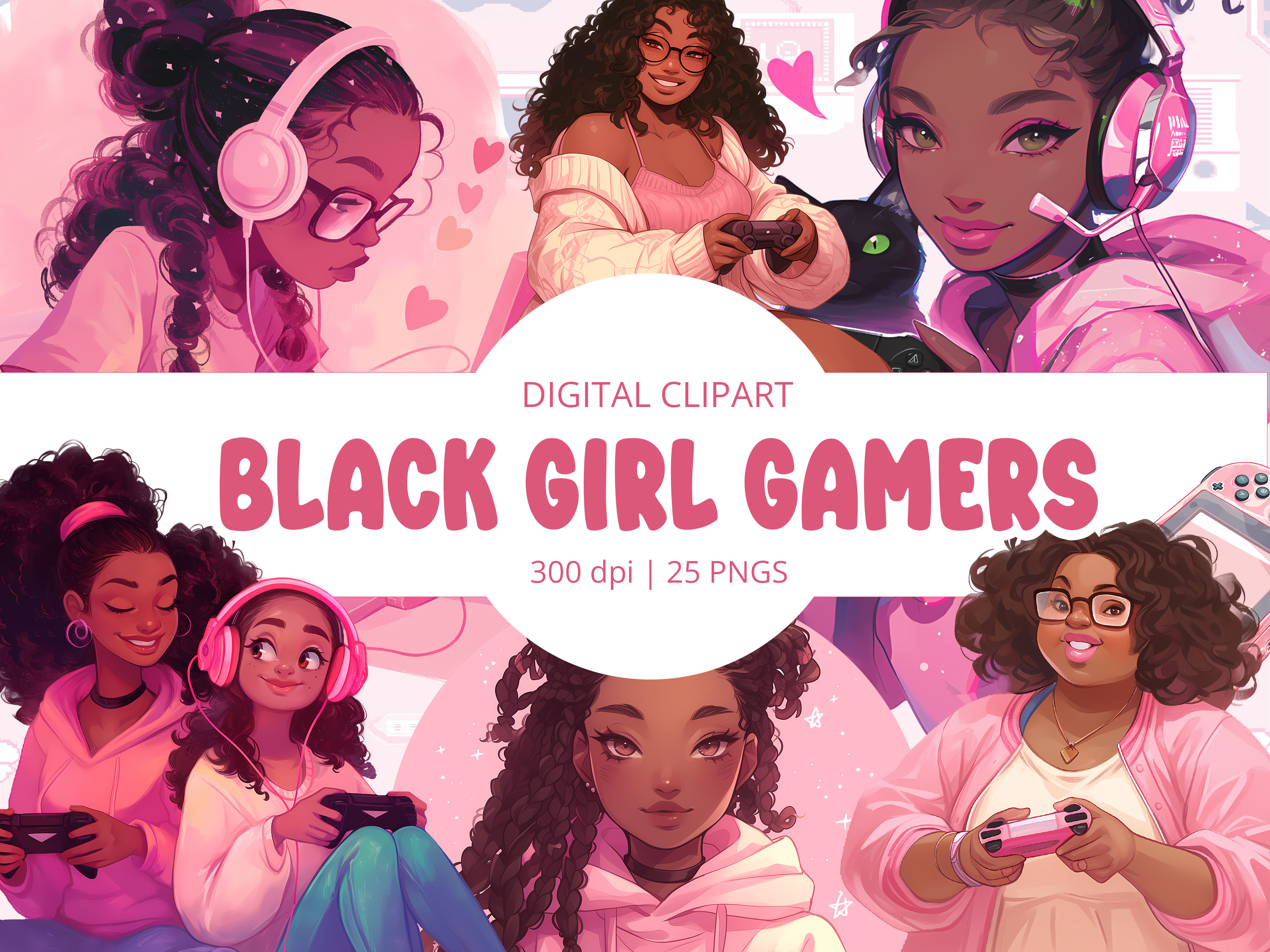 Gamer Black Girl Clipart - Gamer Girl, Black Girl Magic, Black Girl Png ...