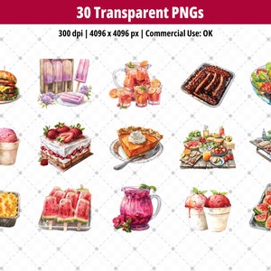 Summer Picnic Watercolor Food Clipart Commercial Use, Watermelon ...