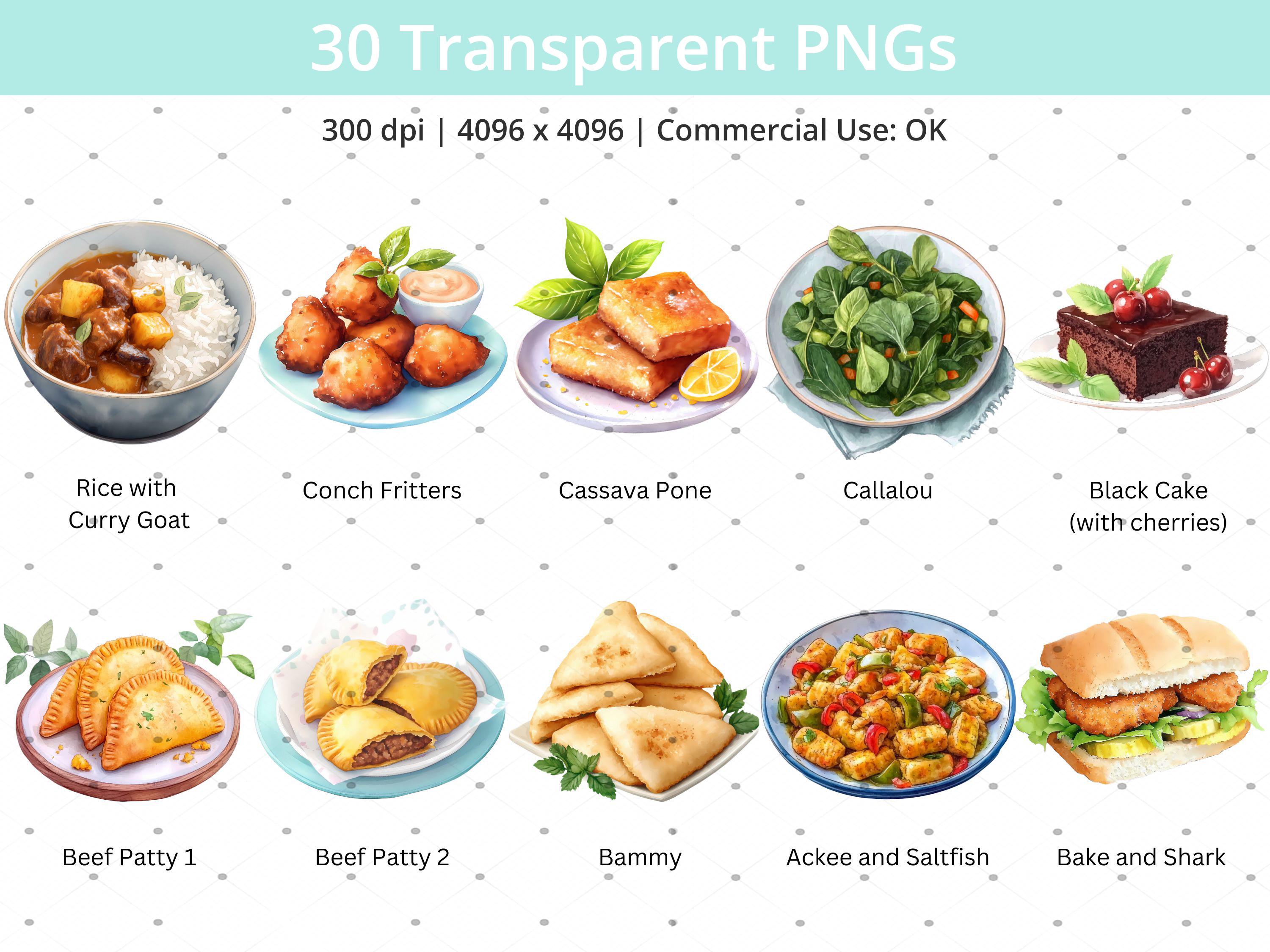 Caribbean Food Art Clipart Pack West Indies Watercolor Food ...