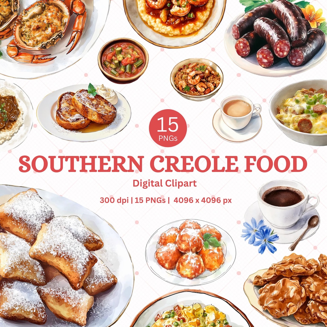 Creole Food Watercolor Clipart Louisiana Southern Soul Food PNG ...