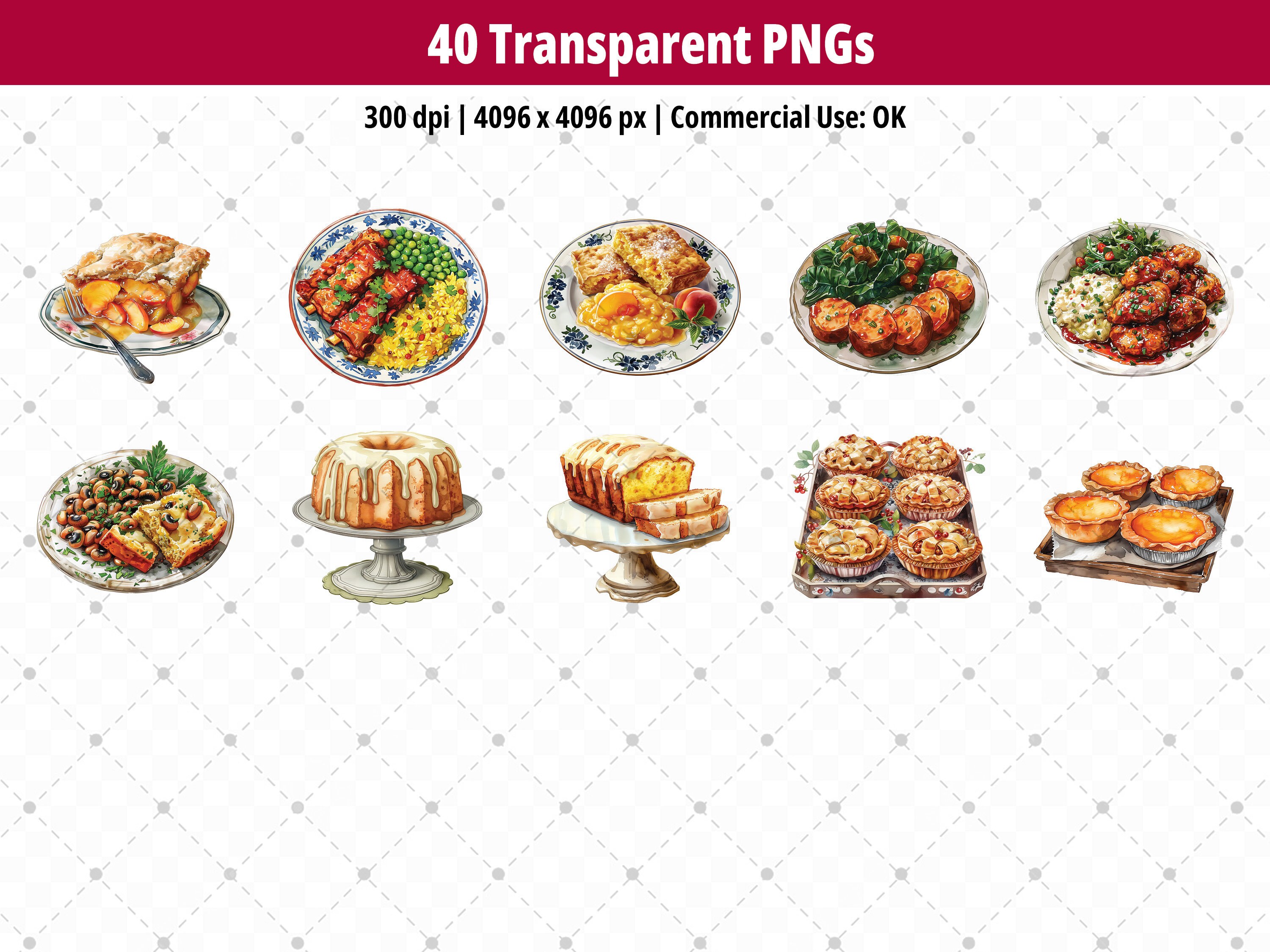 Southern Food Watercolor Clipart Bundle: Soul Food, Food Art, Printable ...