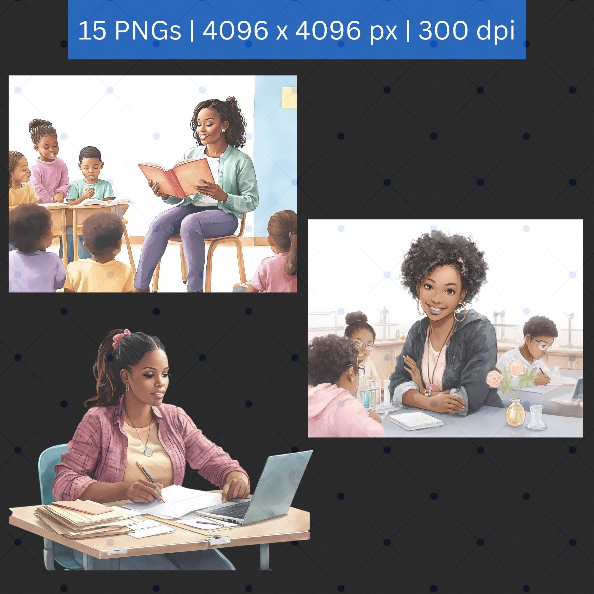 Black Woman Teacher Clipart African American Back to School PNG ...
