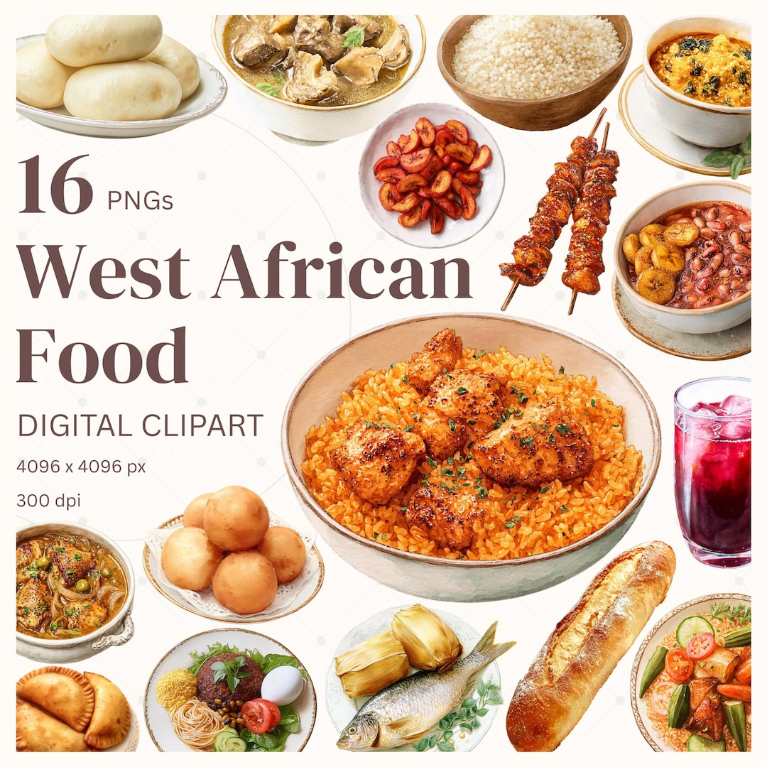 West African Food Clipart Bundle, Ghana Nigeria African Food Art ...