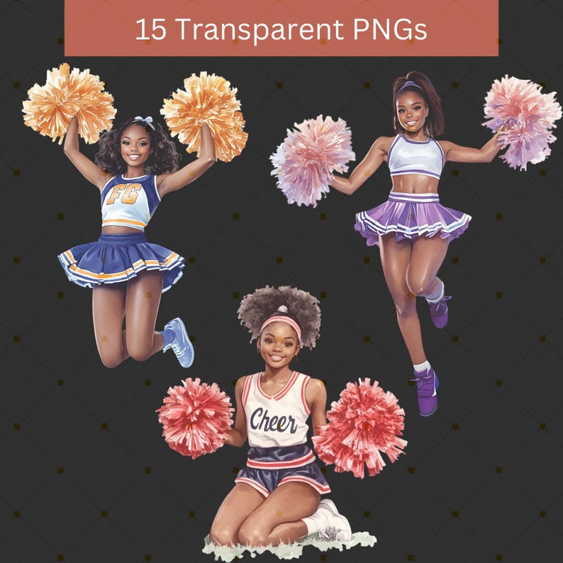 Black Girl Cheerleader Clipart African American Cheer PNG Back to ...