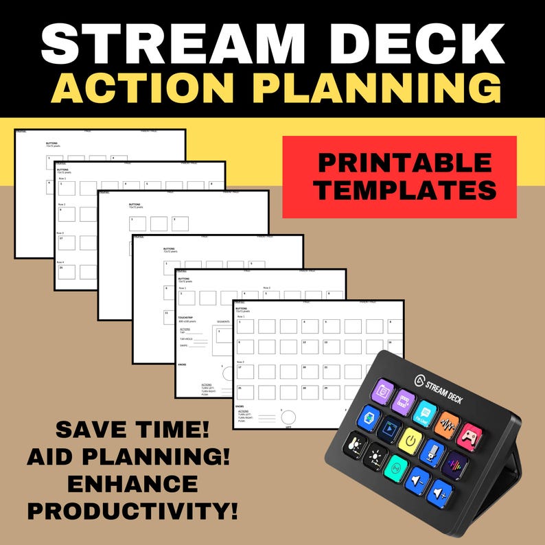 Stream Deck Action Planning and Mockup Templates V1.5 - Etsy