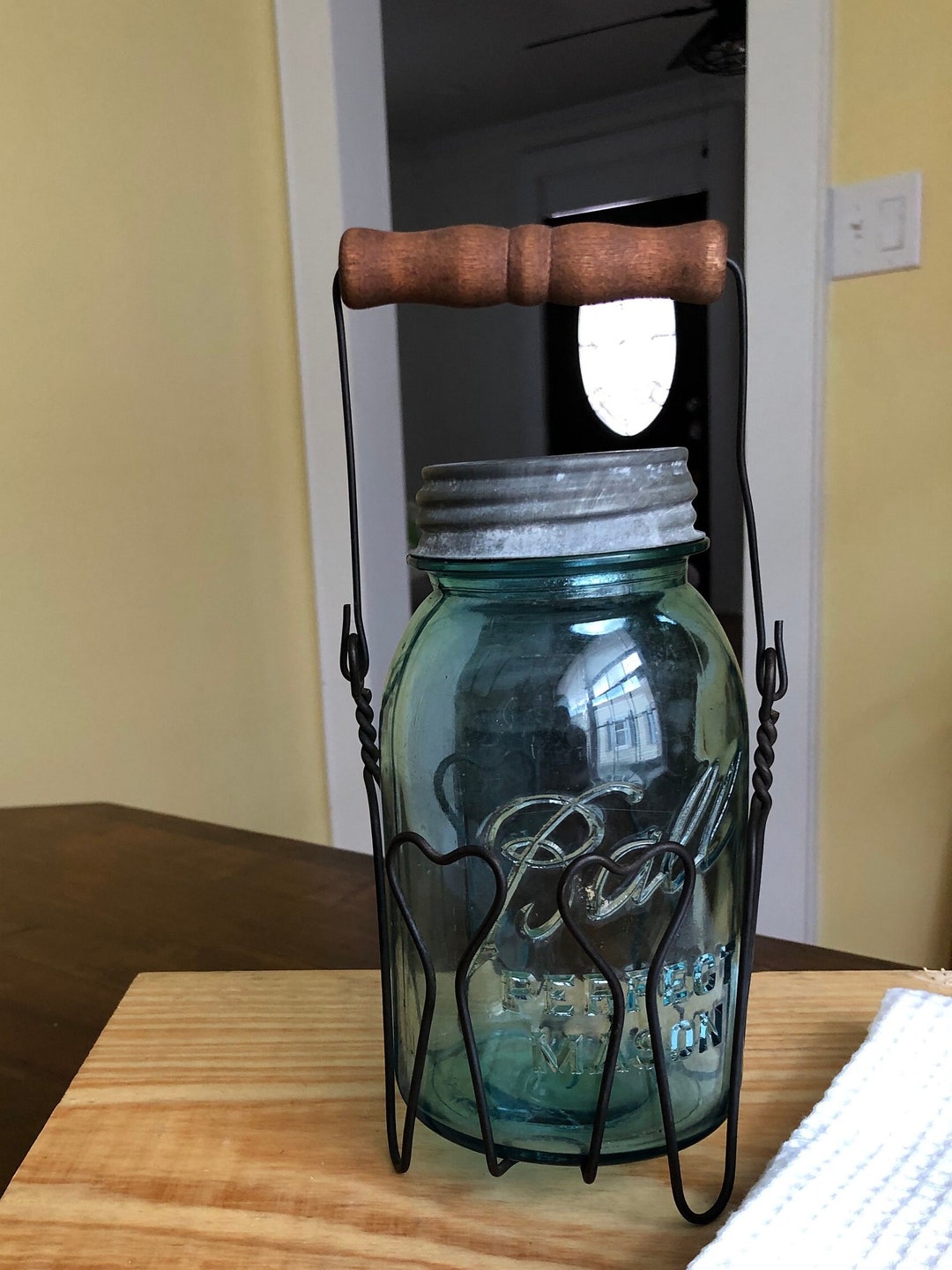 Vintage 1920s Ball Jar Holder and Ball Jar Set Farmhouse - Etsy