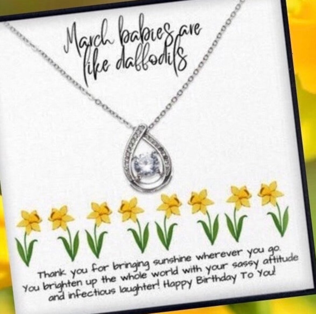 March Birthday Flower Necklace-daffodil Card Bundle-forever Love ...