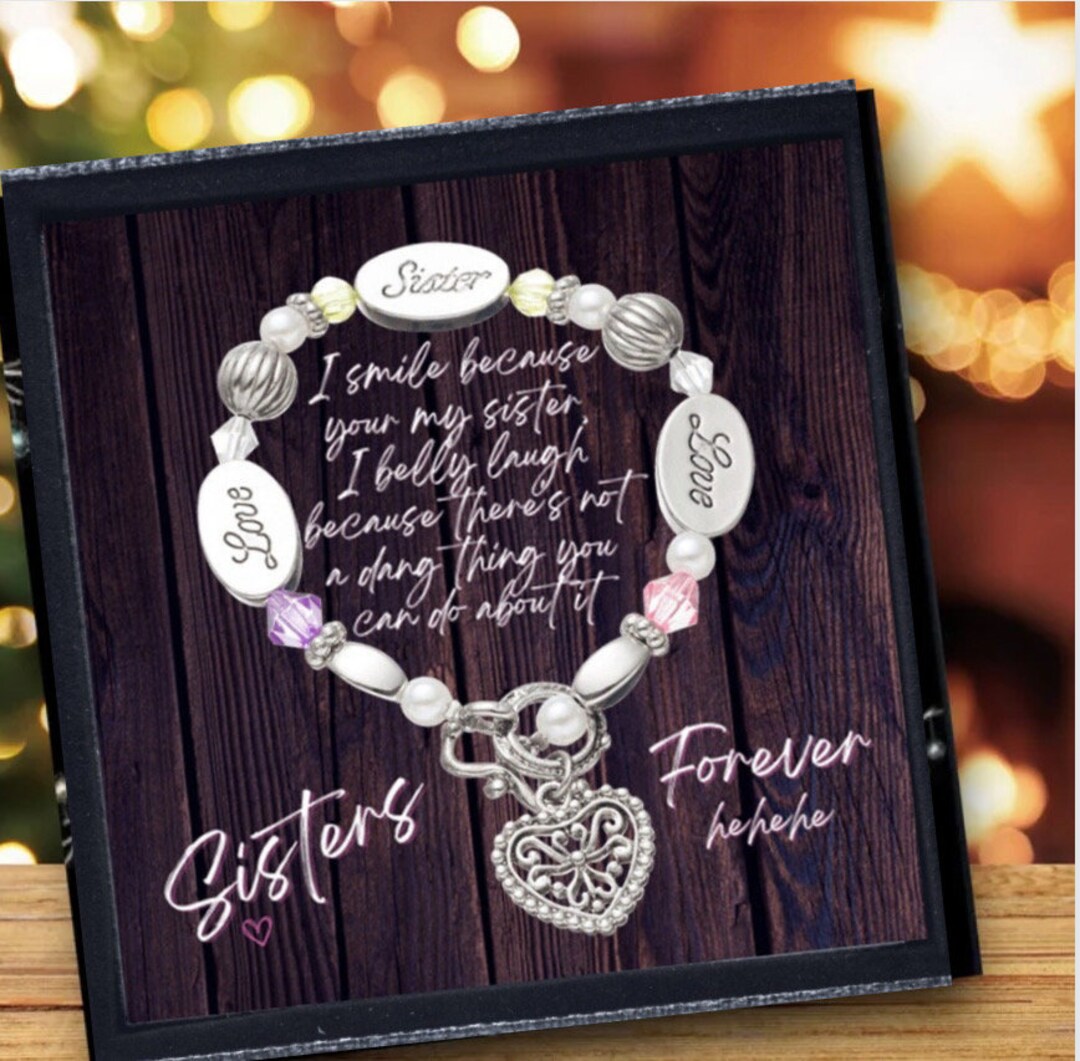 Sisters Forever Gift Bundle-gift for Sister-beaded Charm Bracelet and ...