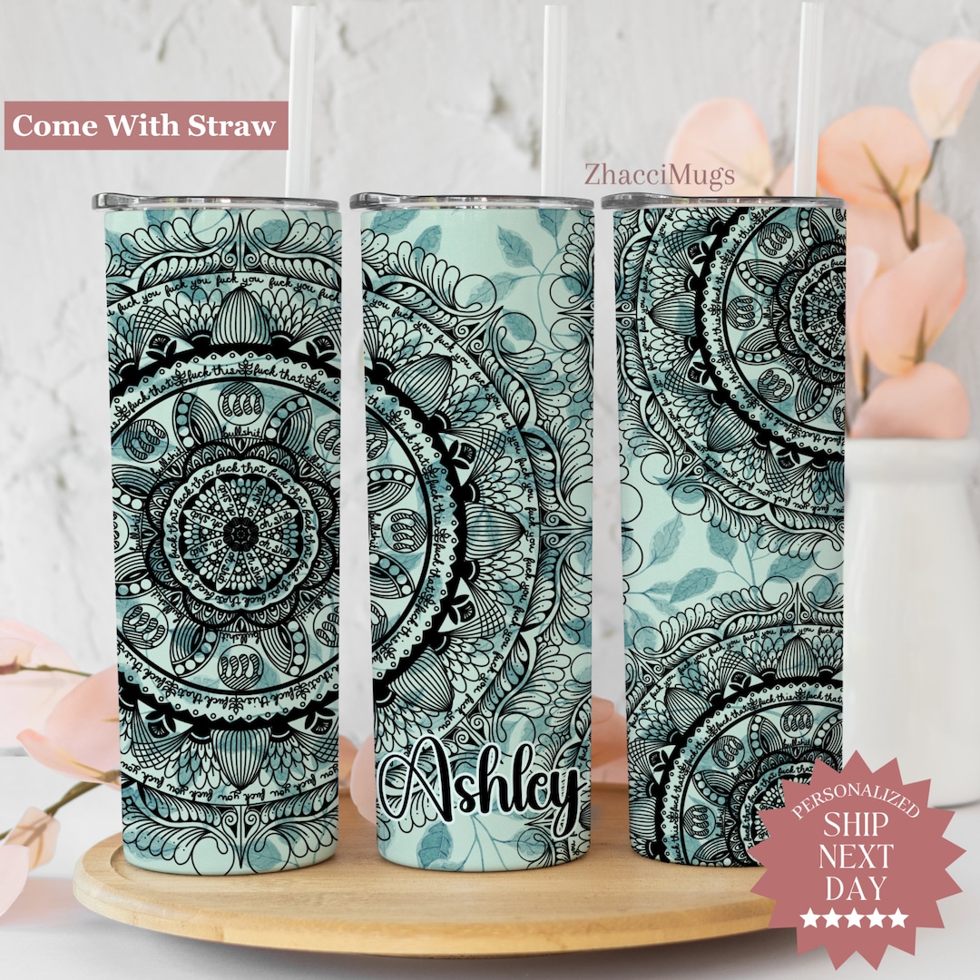 Cuss Word Tumbler Personalized, Tie Dye Curse Word Mandala 20oz Cup ...