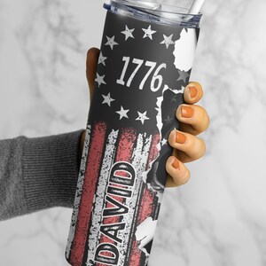 Personalized 1776 Skull Tumbler, We the People, USA Flag Skull Gifts ...