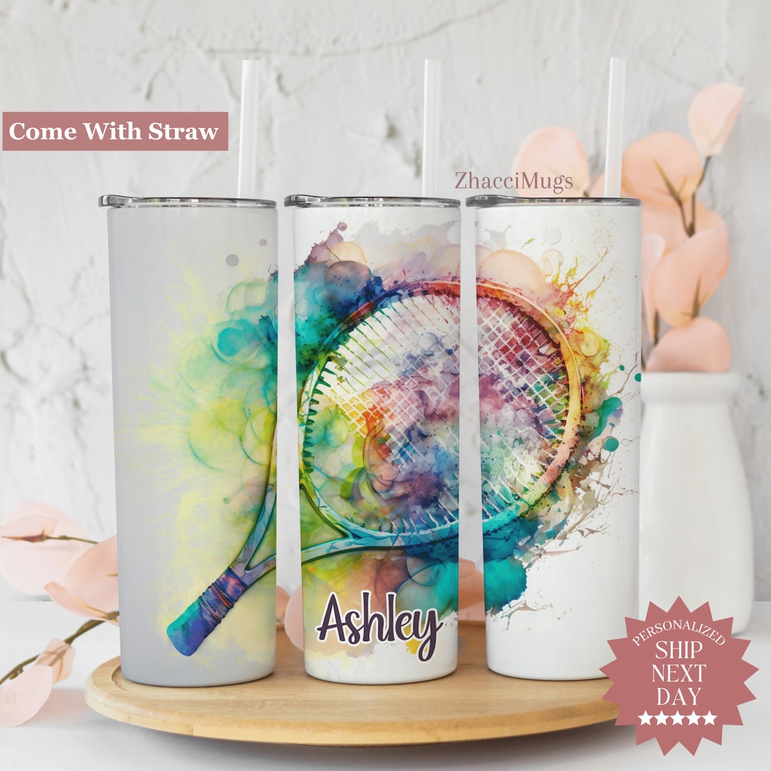 Personalized Tennis Racket Tumbler, 20 Oz Tennis Cup With Straw, Tennis ...