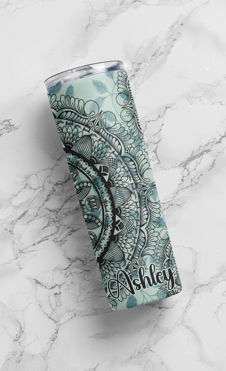 Cuss Word Tumbler Personalized, Tie Dye Curse Word Mandala 20oz Cup ...