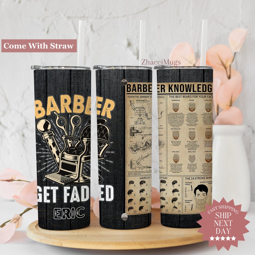Personalized Barber Tumbler, Hair Stylist 20 Oz Skinny Cup With Straw ...