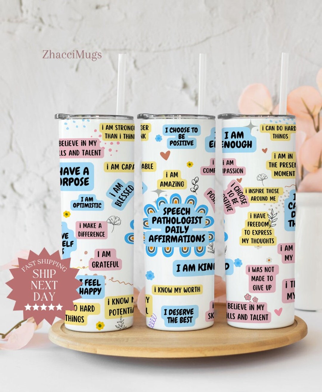 Speech Pathologist Daily Affirmations Tumbler, SLP Gift, Speech ...