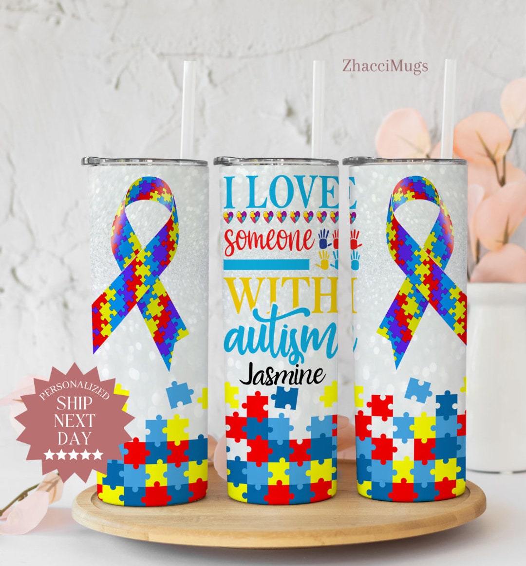 Autism Tumbler Personalized, Autism Awareness Month Tumbler With Straw ...