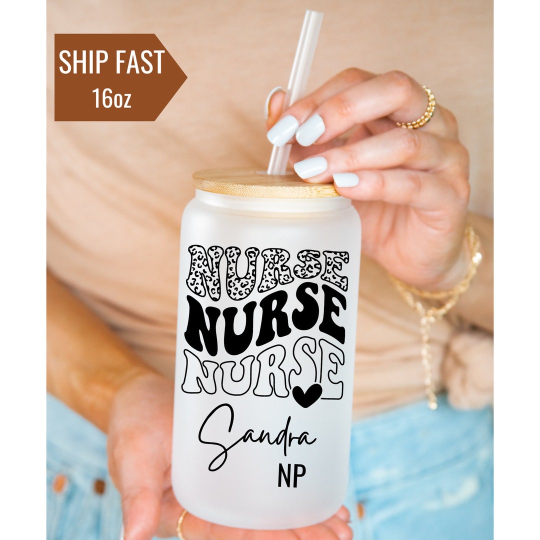 Personalized Nurse Iced Coffee Cup, RN CNA LPN Tumbler, Beer Can Glass ...