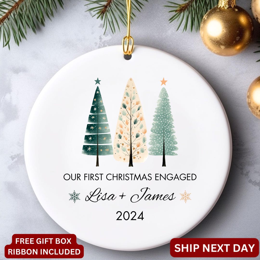 Our First Christmas Engaged Ornament, Engaged Christmas Ornament ...