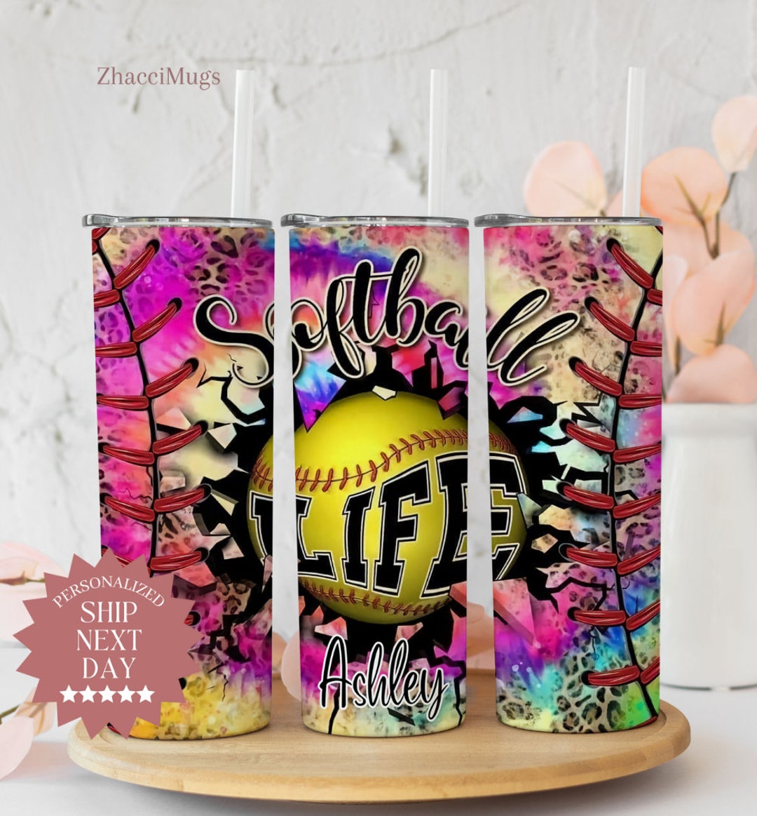 Personalized Softball Life Tumbler, Softball Gifts, Cute Travel Tumbler ...