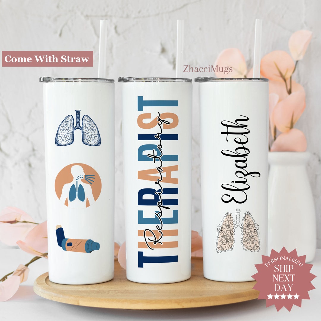 Respiratory Therapy Tumbler Personalized, RT - RRT Gifts Cup With Straw ...