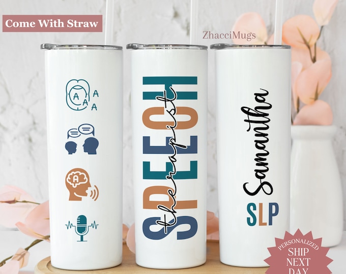 Speech Therapist Personalized Tumbler, Speech Therapy Cup, SLP Tumbler ...