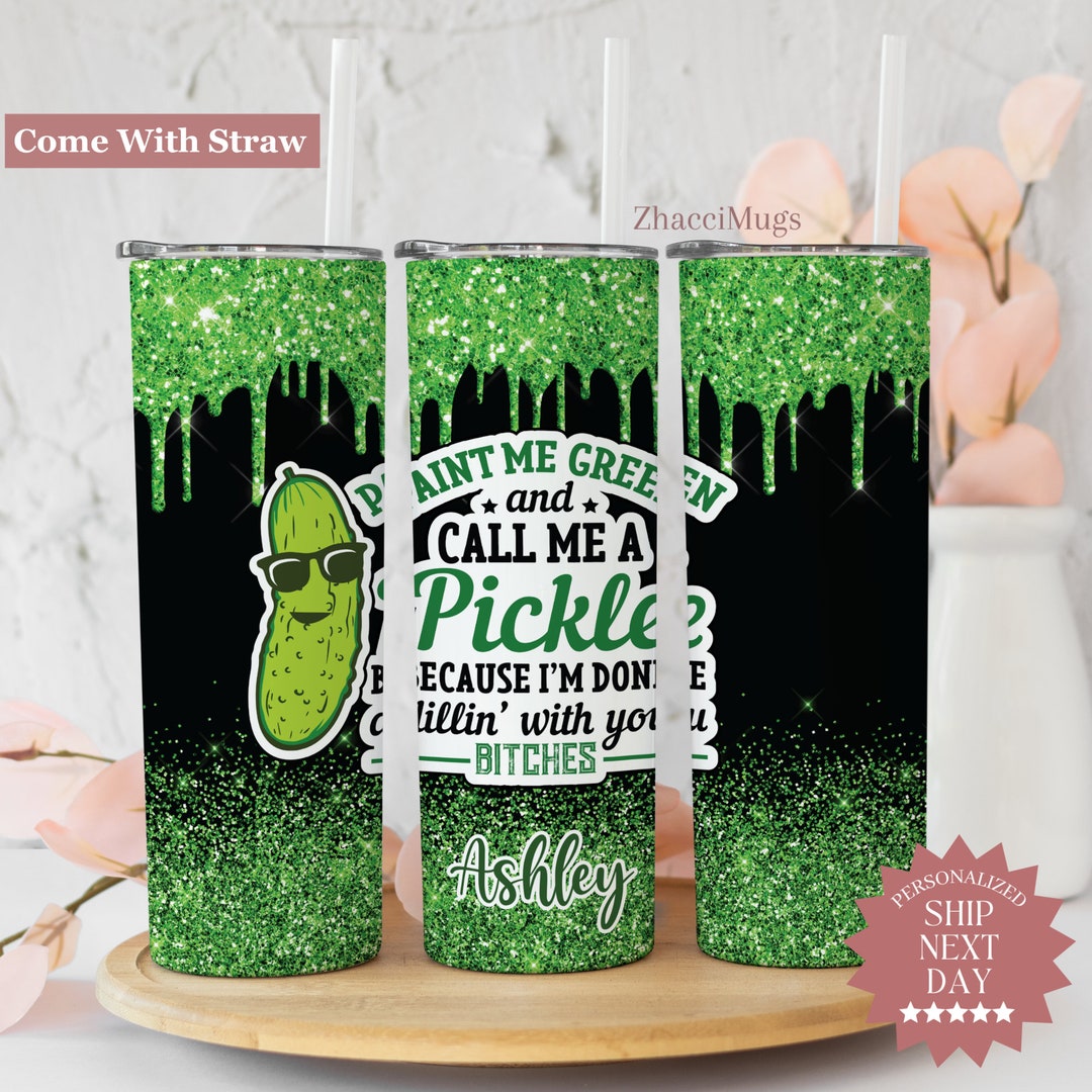 Pickles Tumbler Personalized, Pickle Lovers 20oz Cup With Straw, Funny ...