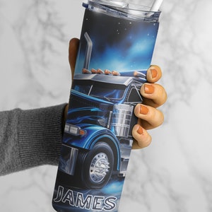 Personalized Trucker Tumbler, Semi Truck Gifts for Men, Trucker Travel ...