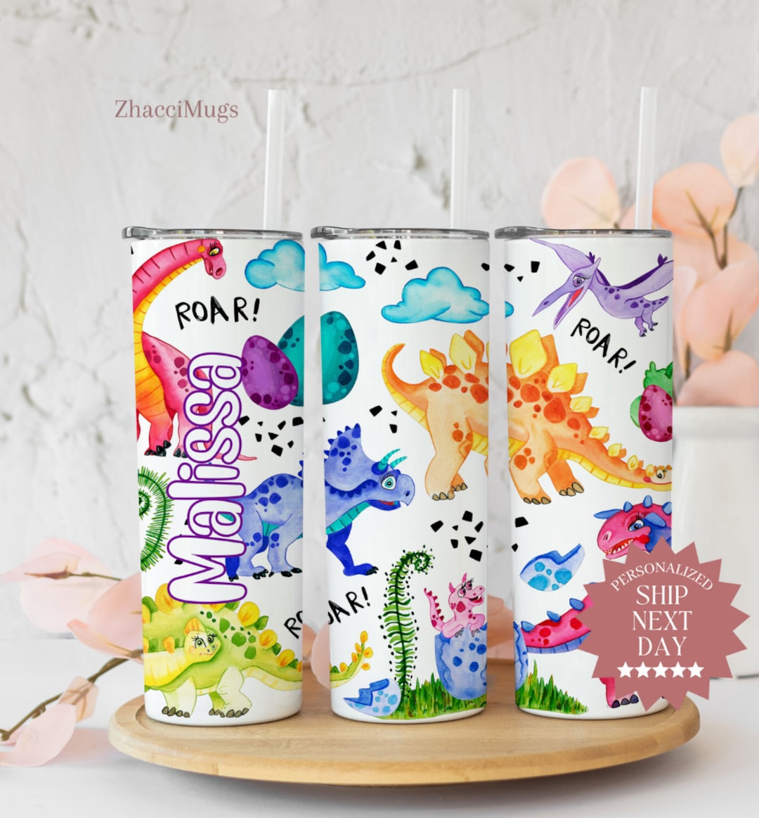 Personalized Dinosaurs Tumbler, Dinosaurs Tumbler With Straw, Cute ...