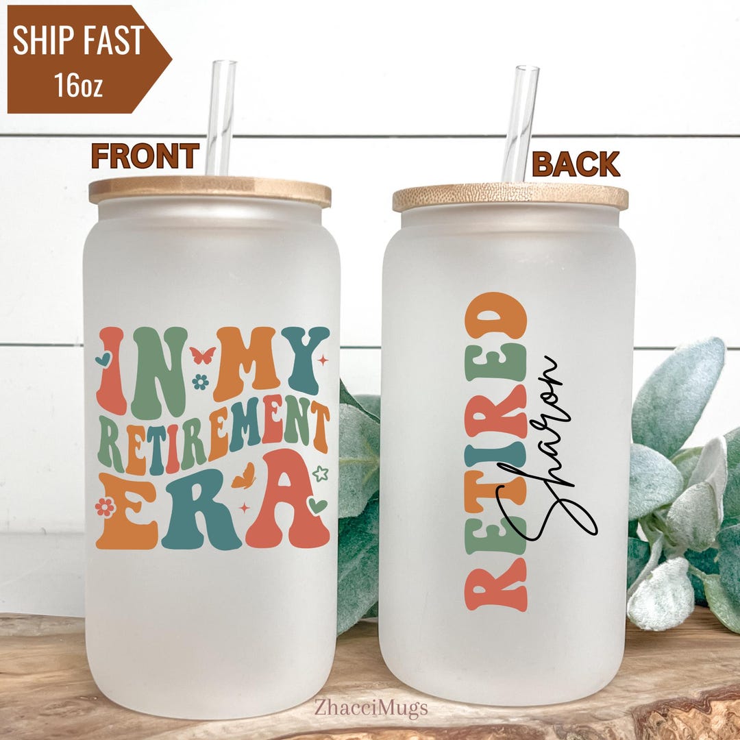 In My Retirement Era Custom Glass Tumbler, Coworker Retirement ...