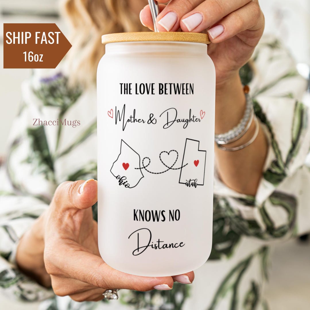 Mother Daughter Long Distance State Tumbler, All States, Hearts Over ...