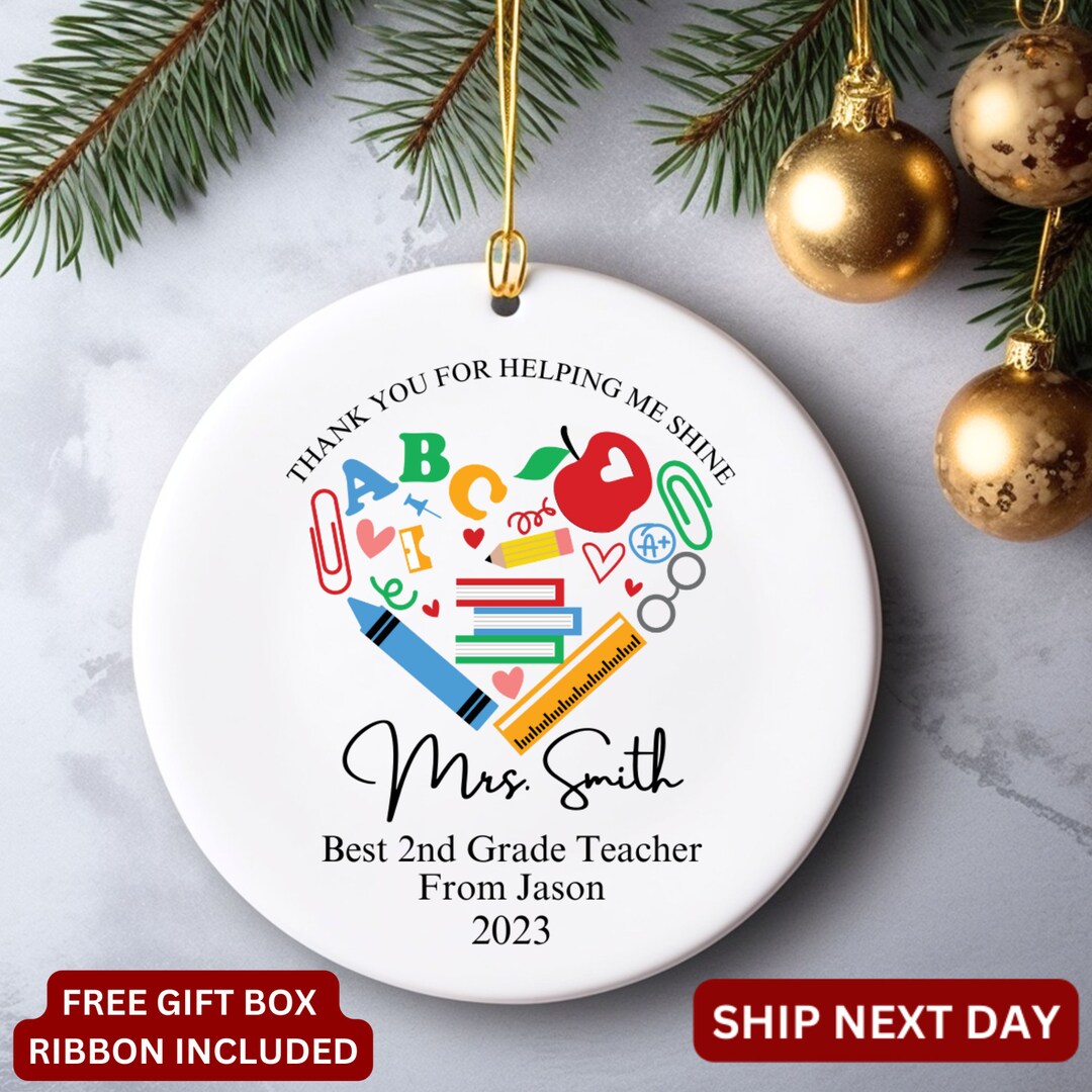 Personalized Teacher Christmas Ornament, Teacher Keepsake Christmas ...