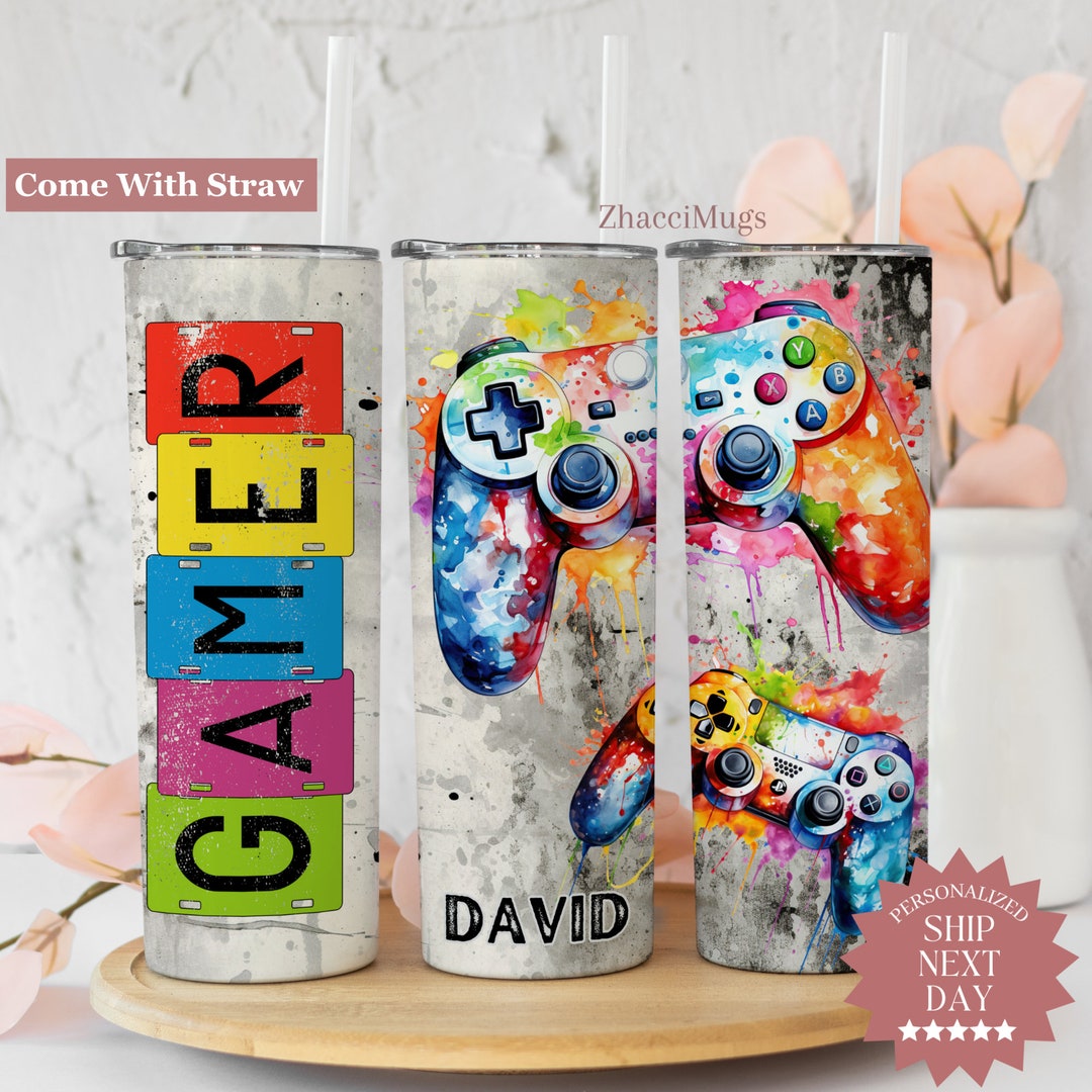 Personalized Gamer Tumbler, Custom Video 20oz Cup With Straw, Custom ...