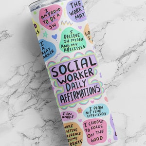 Social Worker Daily Affirmations Tumbler, School Social Worker ...