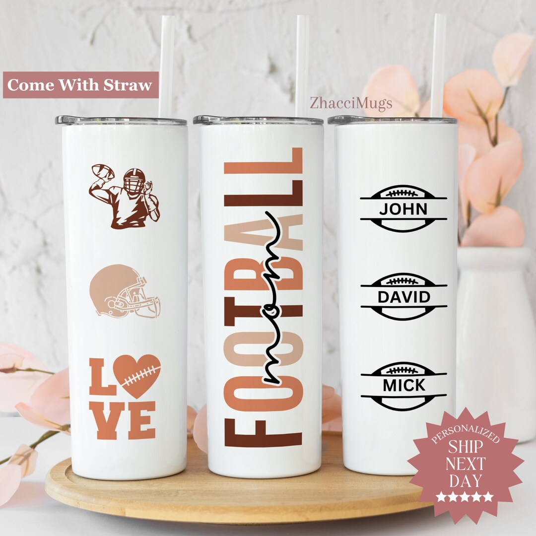 Football Mom Tumbler Personalized, Football Mama 20oz Cup With Straw ...