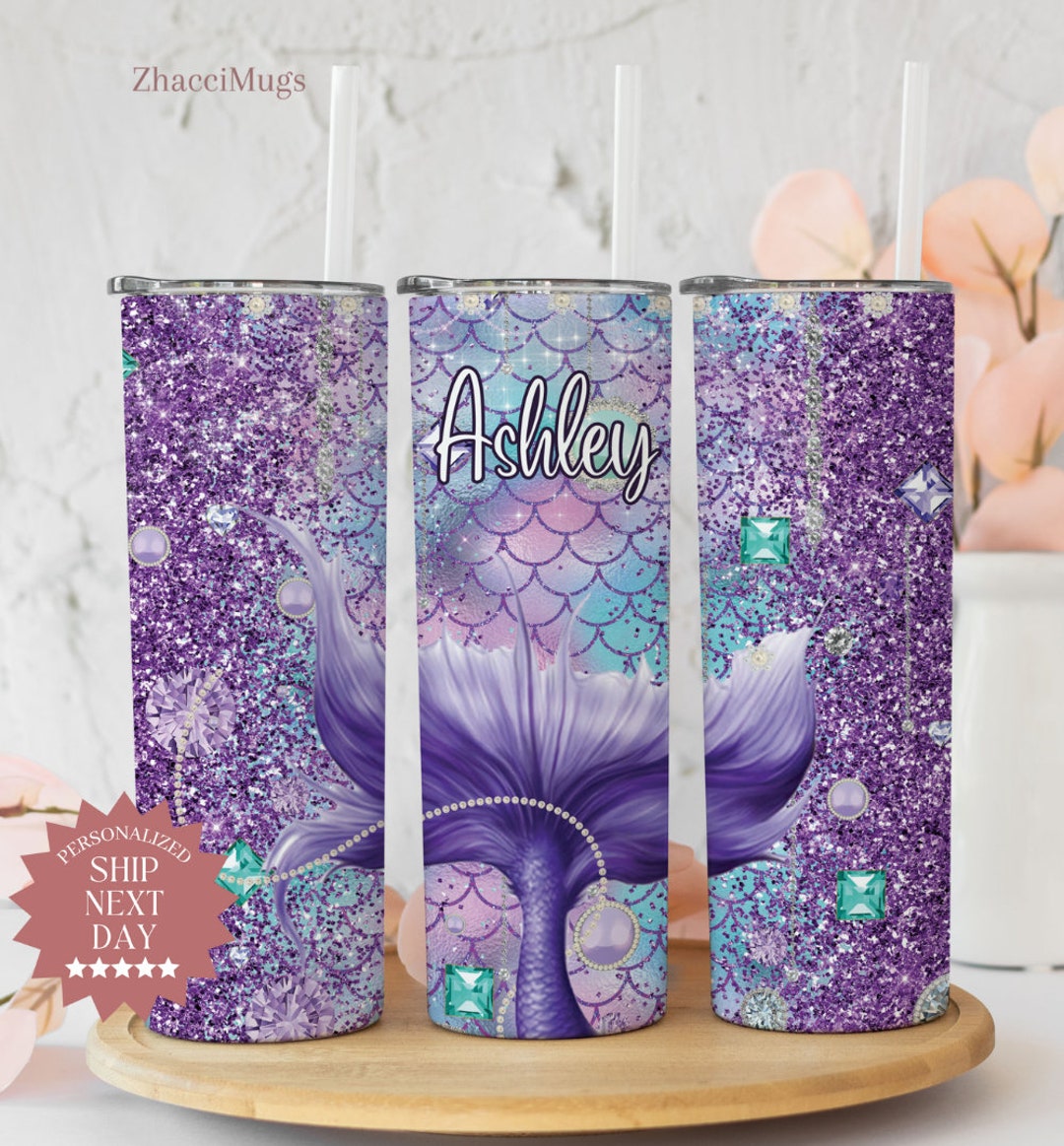 Personalized Mermaid Tumbler, Mermaid Tail Tumbler With Straw Gift for ...