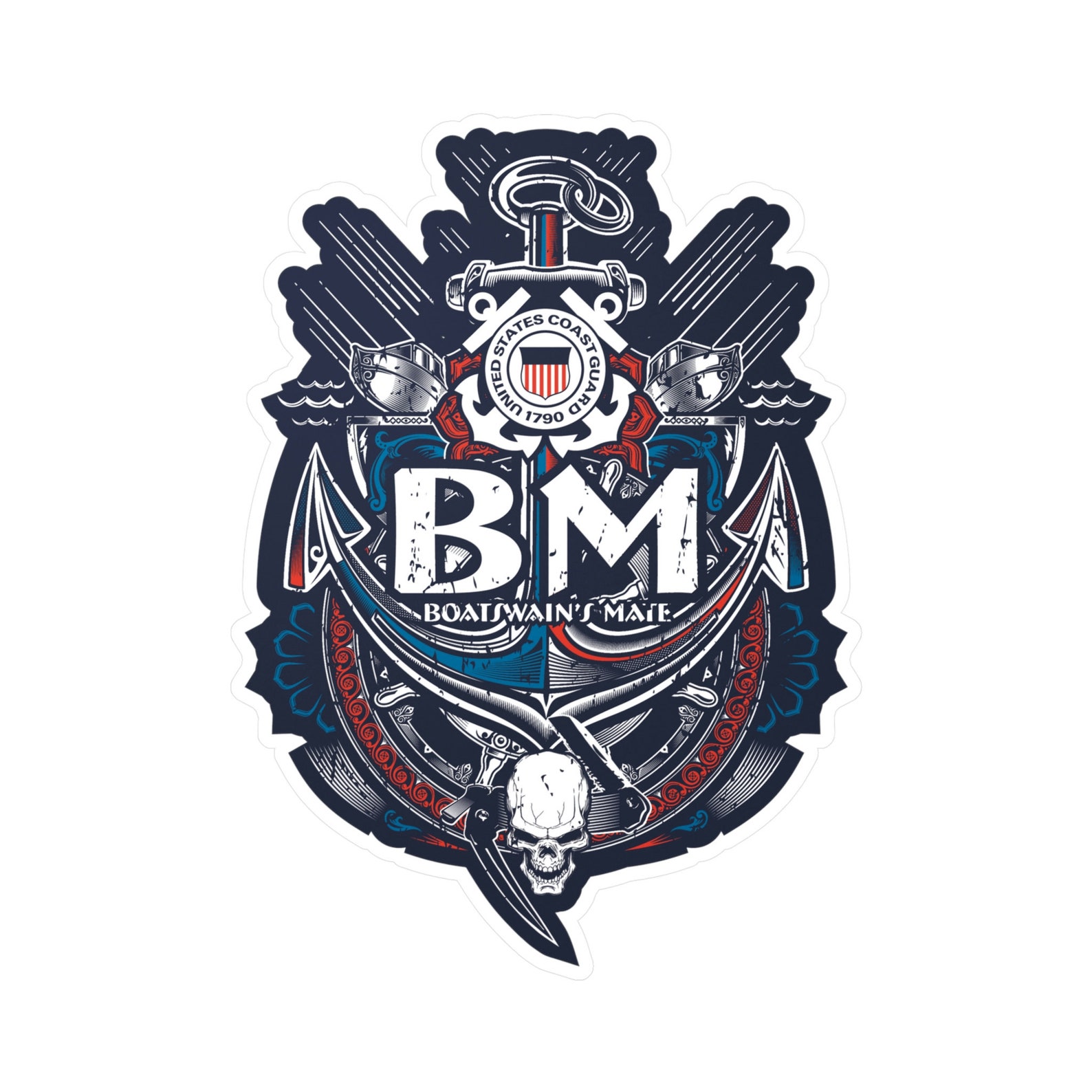 U.S. Coast Guard Boatswain's Mate (BM) Die-cut Sticker, Coast Guard ...