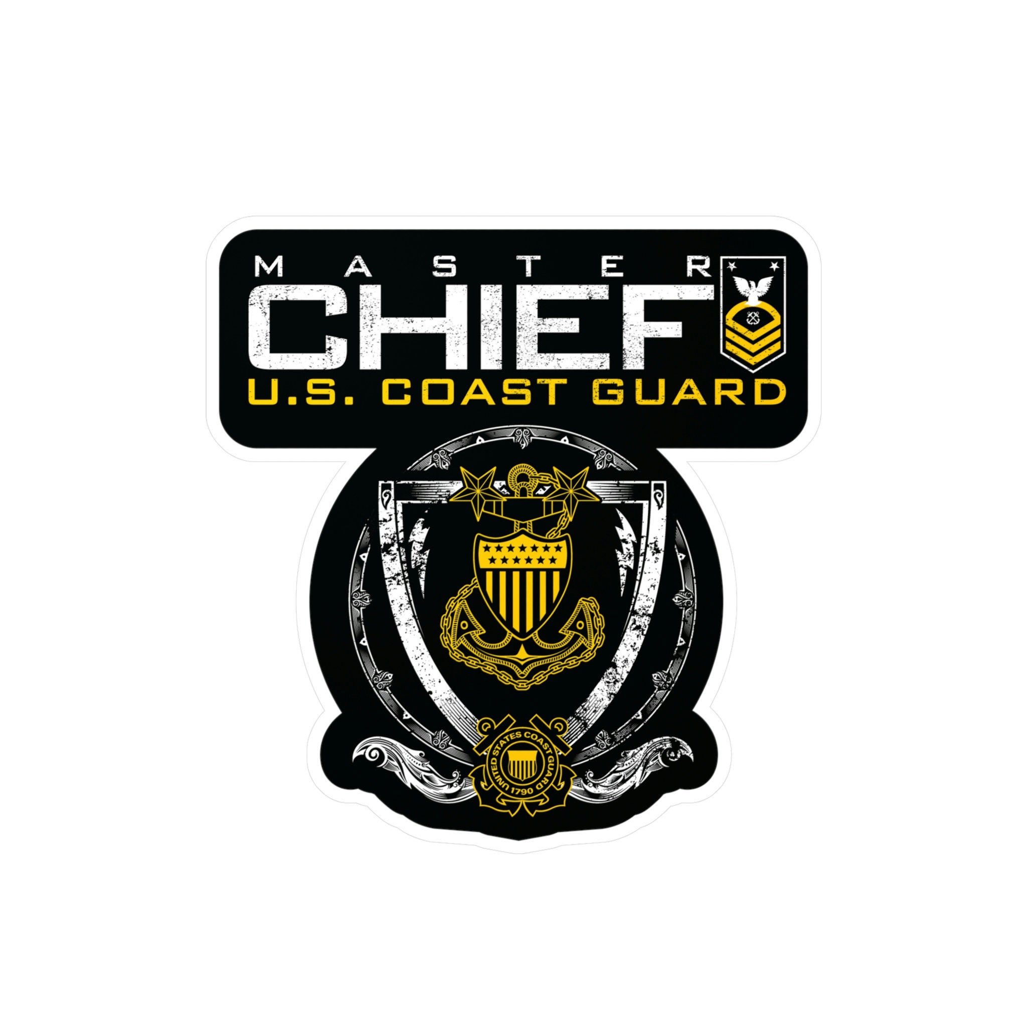 U.S. Coast Guard Master Chief (MCPO) Kiss-cut Sticker, Coast Guard ...