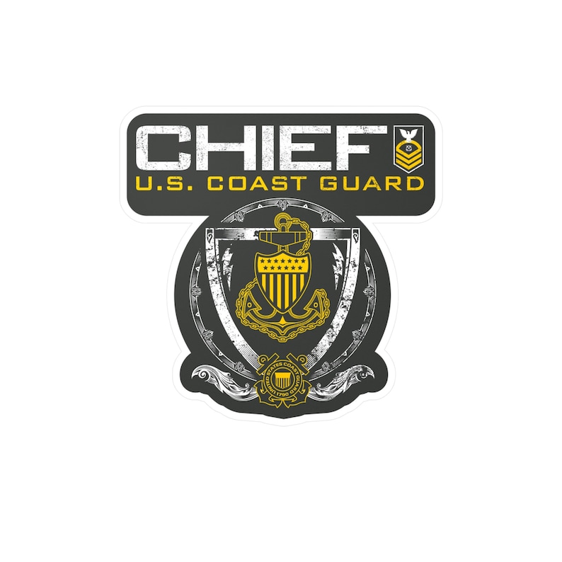 U.S. Coast Guard Chief (CPO) Kiss-cut Sticker, Coast Guard, USCG Vinyl ...
