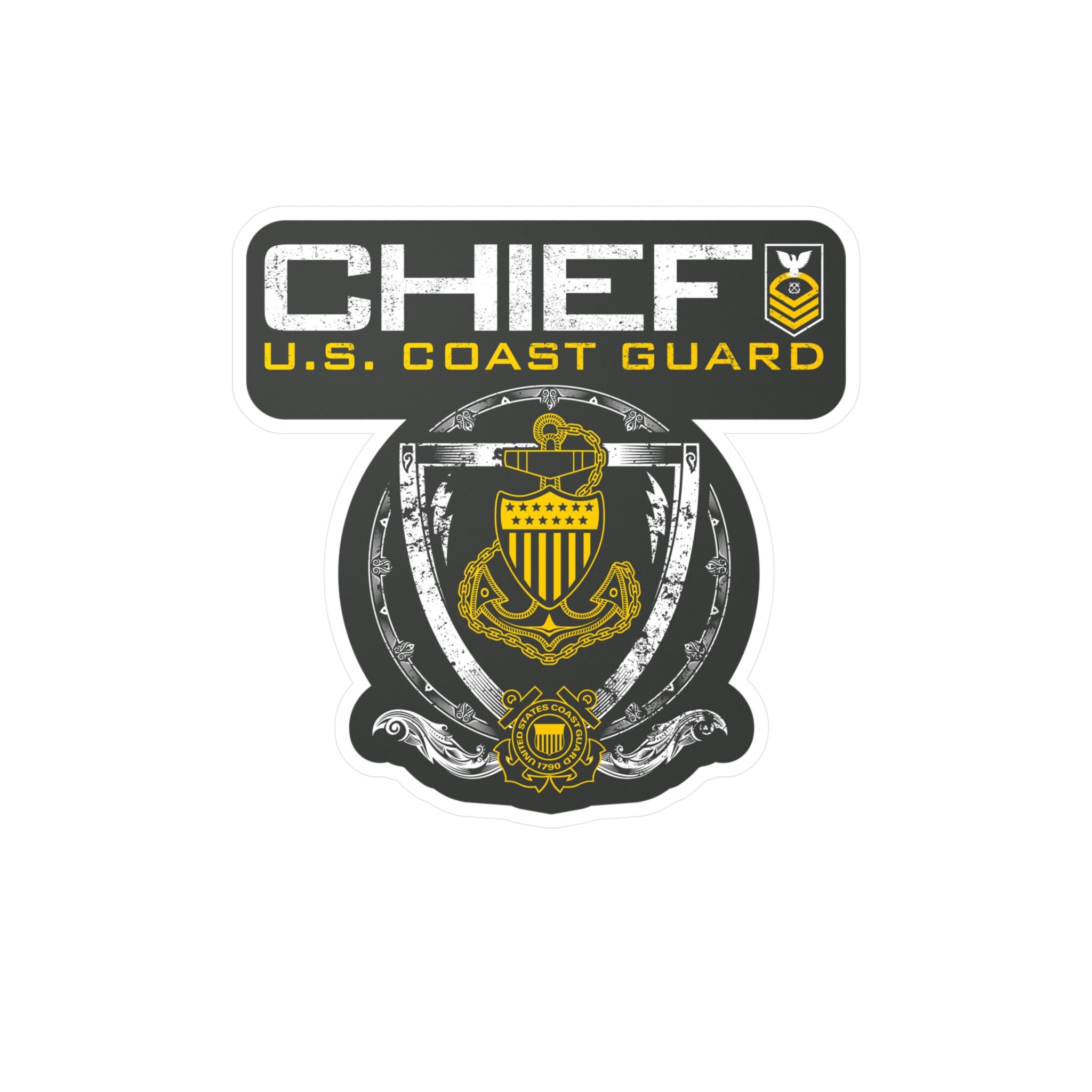 U.S. Coast Guard Chief (CPO) Kiss-cut Sticker, Coast Guard, USCG Vinyl ...